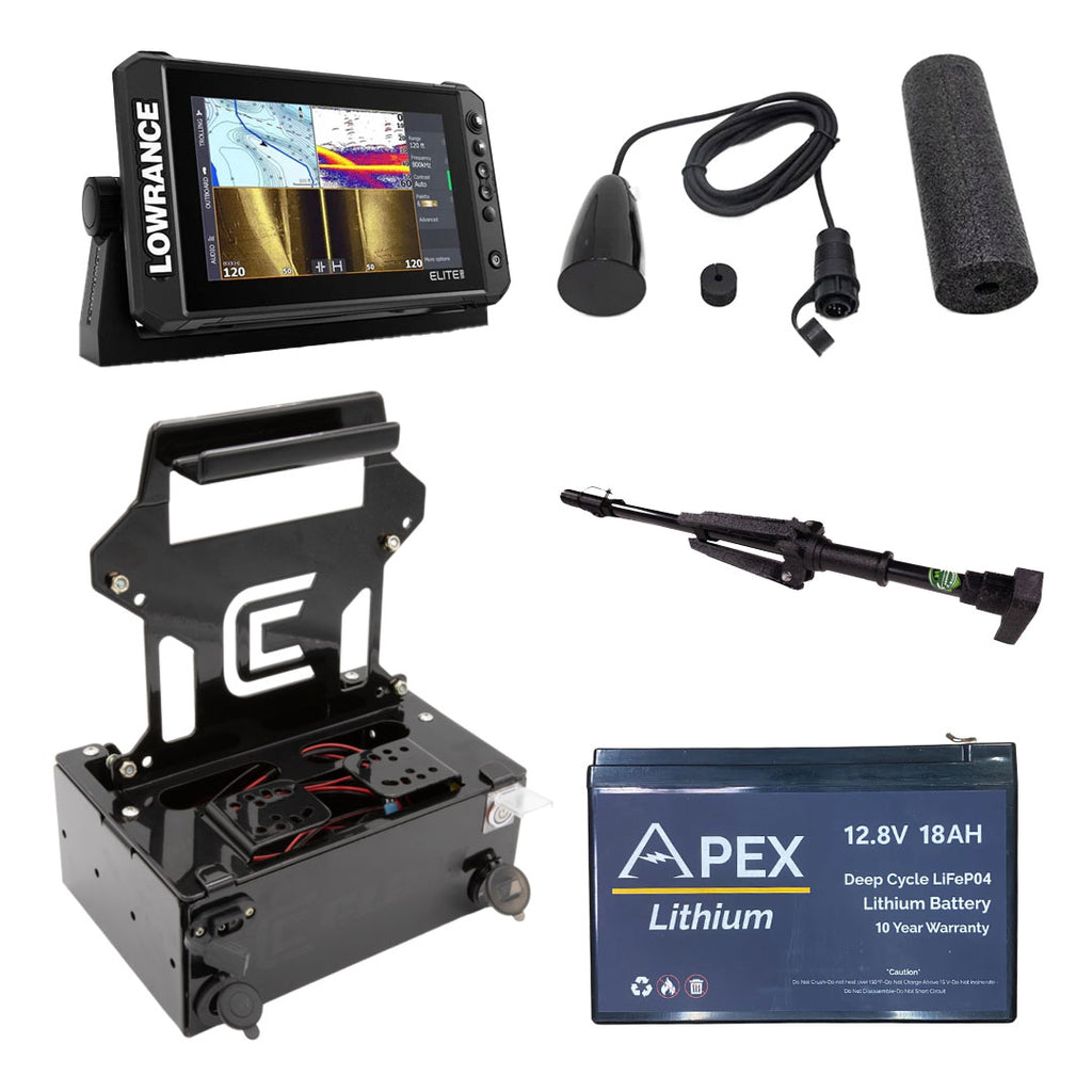 Lowrance Elite FS 9" Refurb Ice Bundle with Clam Shuttle and Pole ...